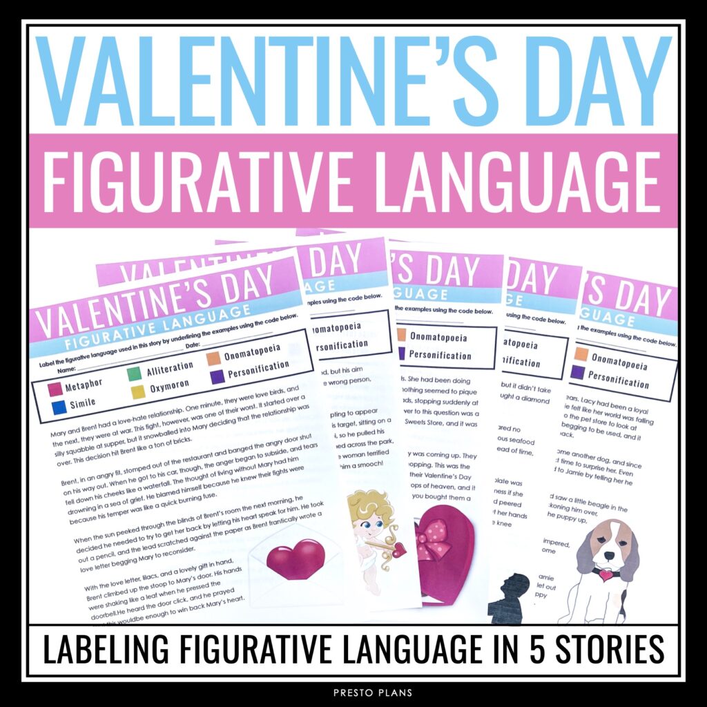 Valentine's Day Figurative Language Stories Assignments - Literary ...