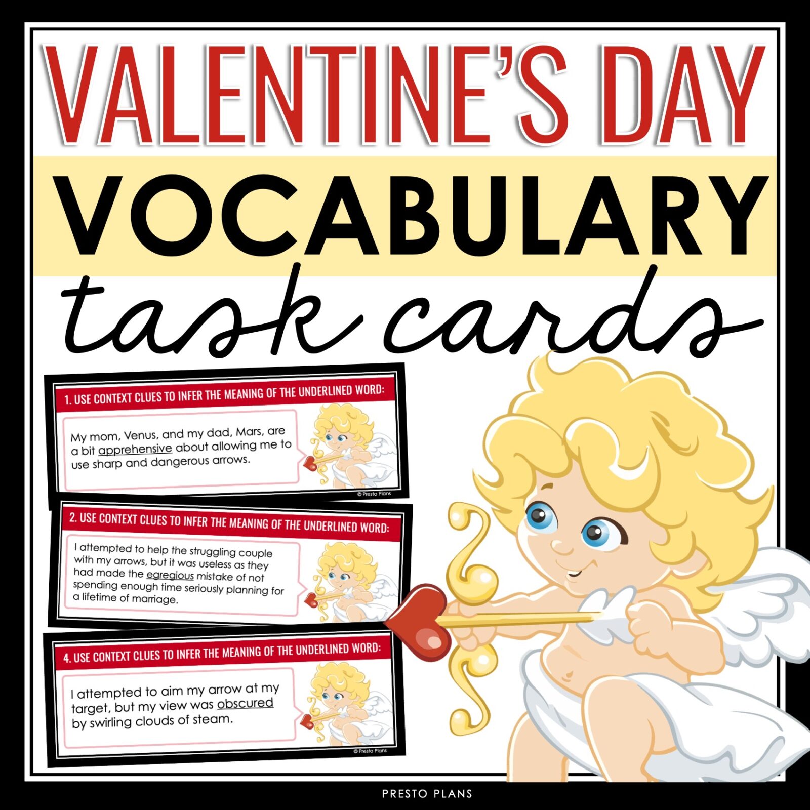 Valentine's Day Vocabulary Activity - Cupid's Dictionary Task Cards ...
