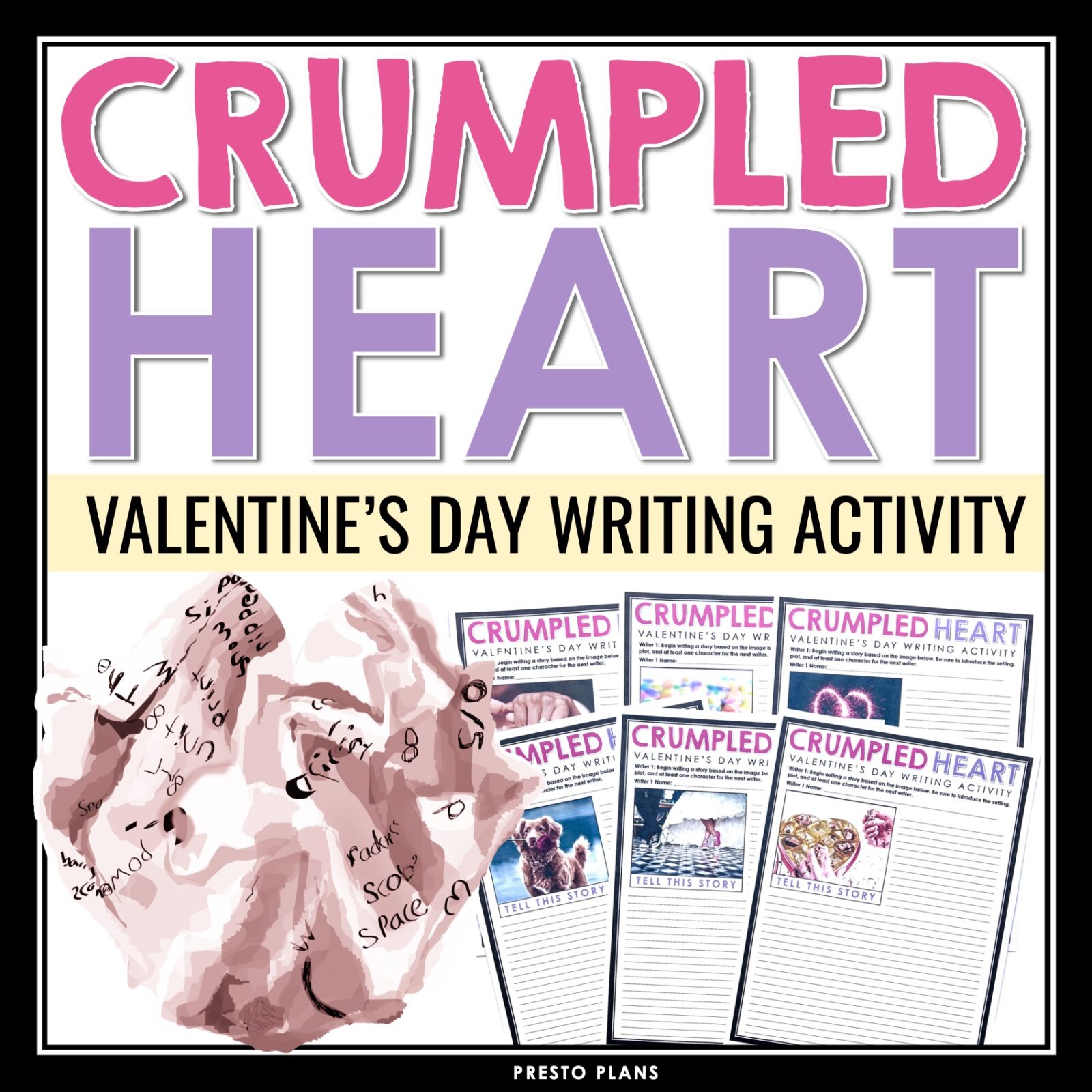 Valentine's Day Writing Activity Crumpled Heart Collaborative Writing ...