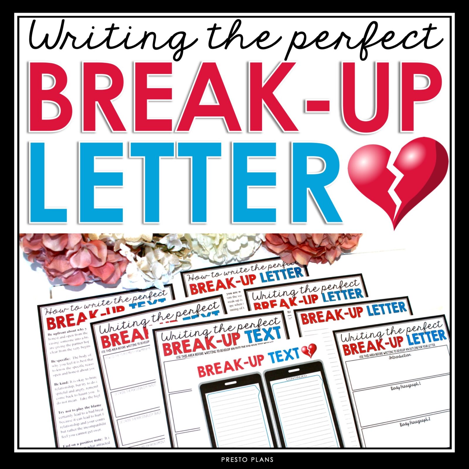 Valentine's Day Writing Assignment - Writing a Break Up Letter or Text ...