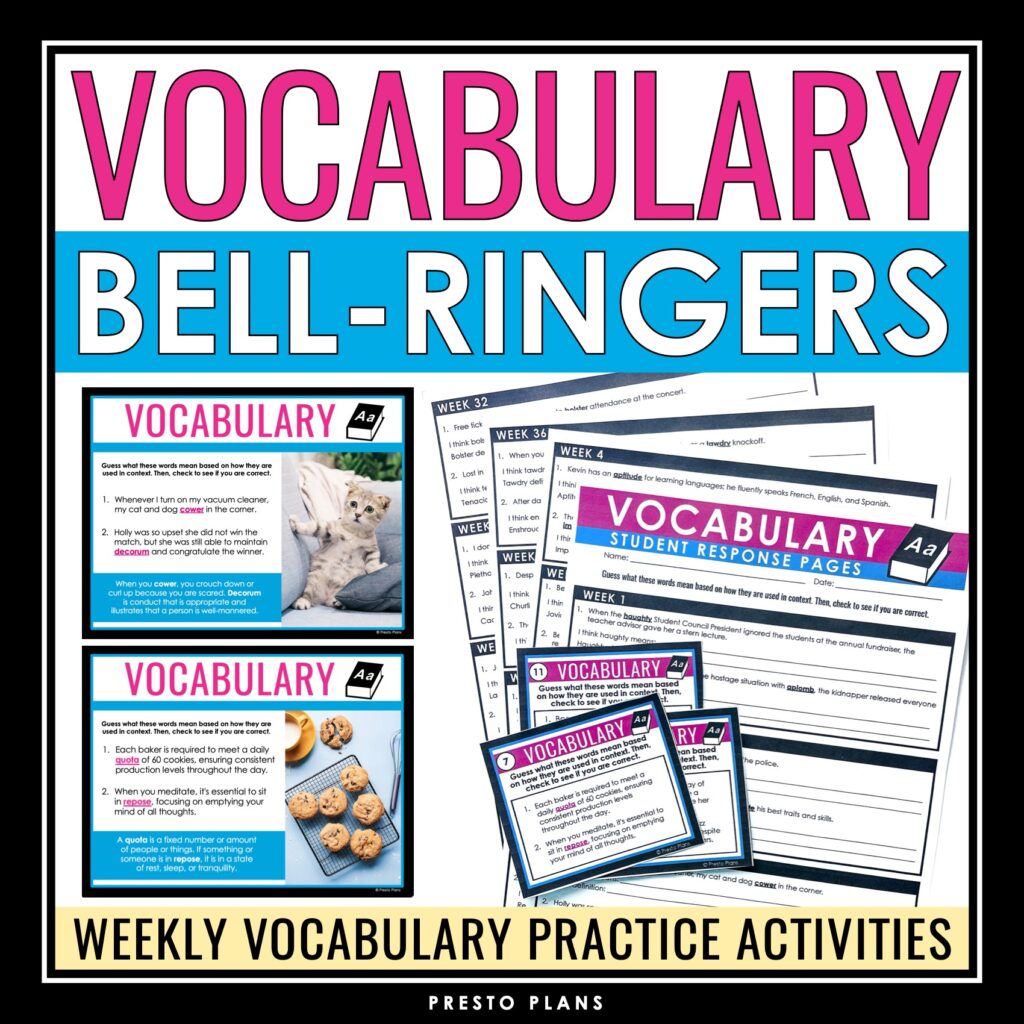 Vocabulary Bell Ringers - Standardized Test Prep Weekly Practice Slides ...