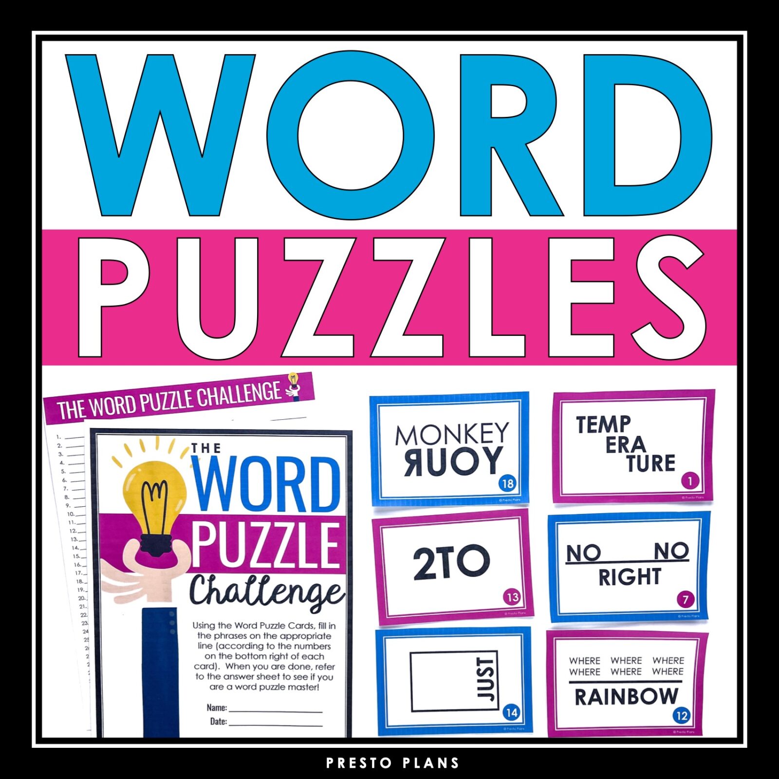 Word Puzzles Brain Teasers - Fun Logic Rebus Puzzles Word Sense Brain ...