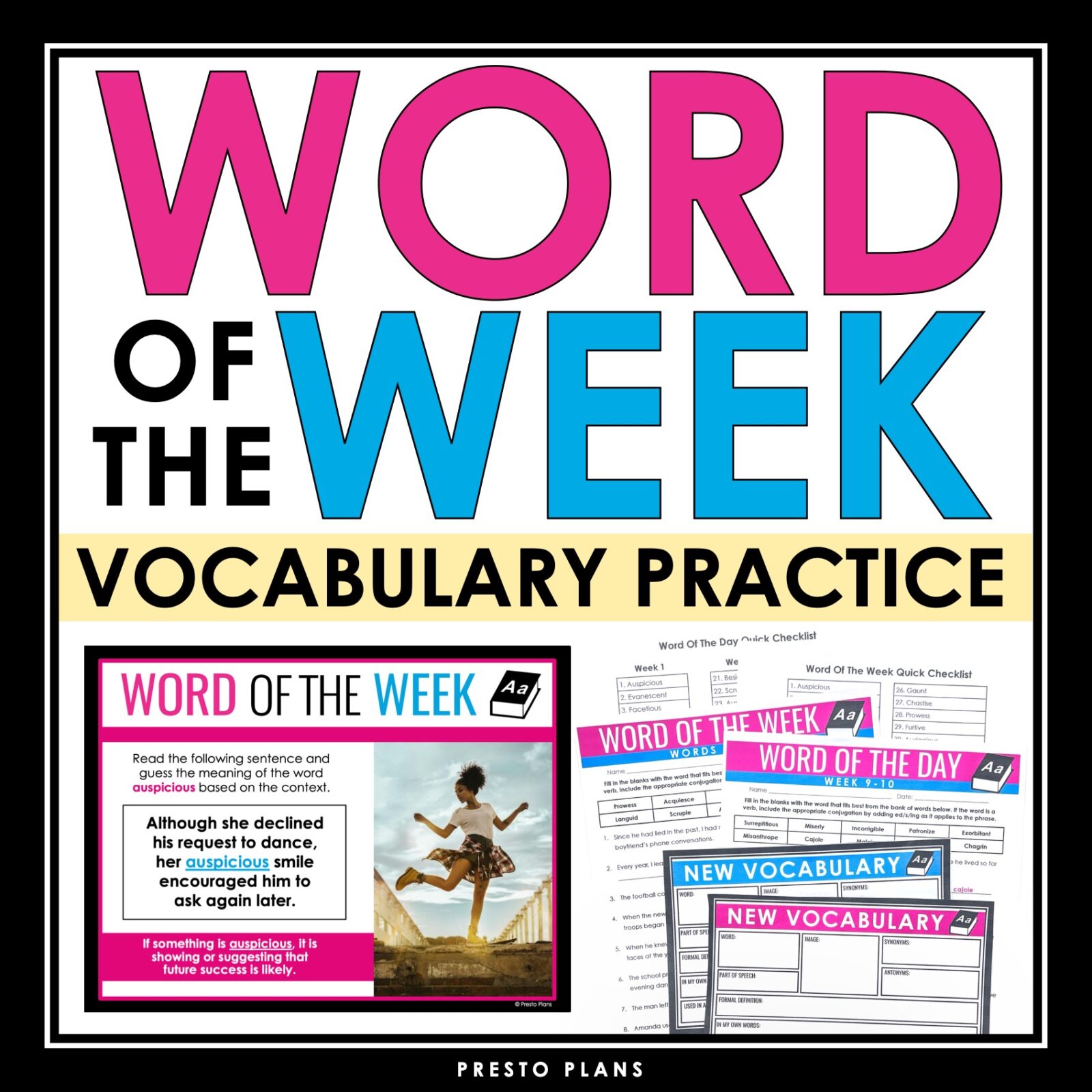 Word of the Day or Week - Vocabulary Slides, Posters, Assignment, and ...