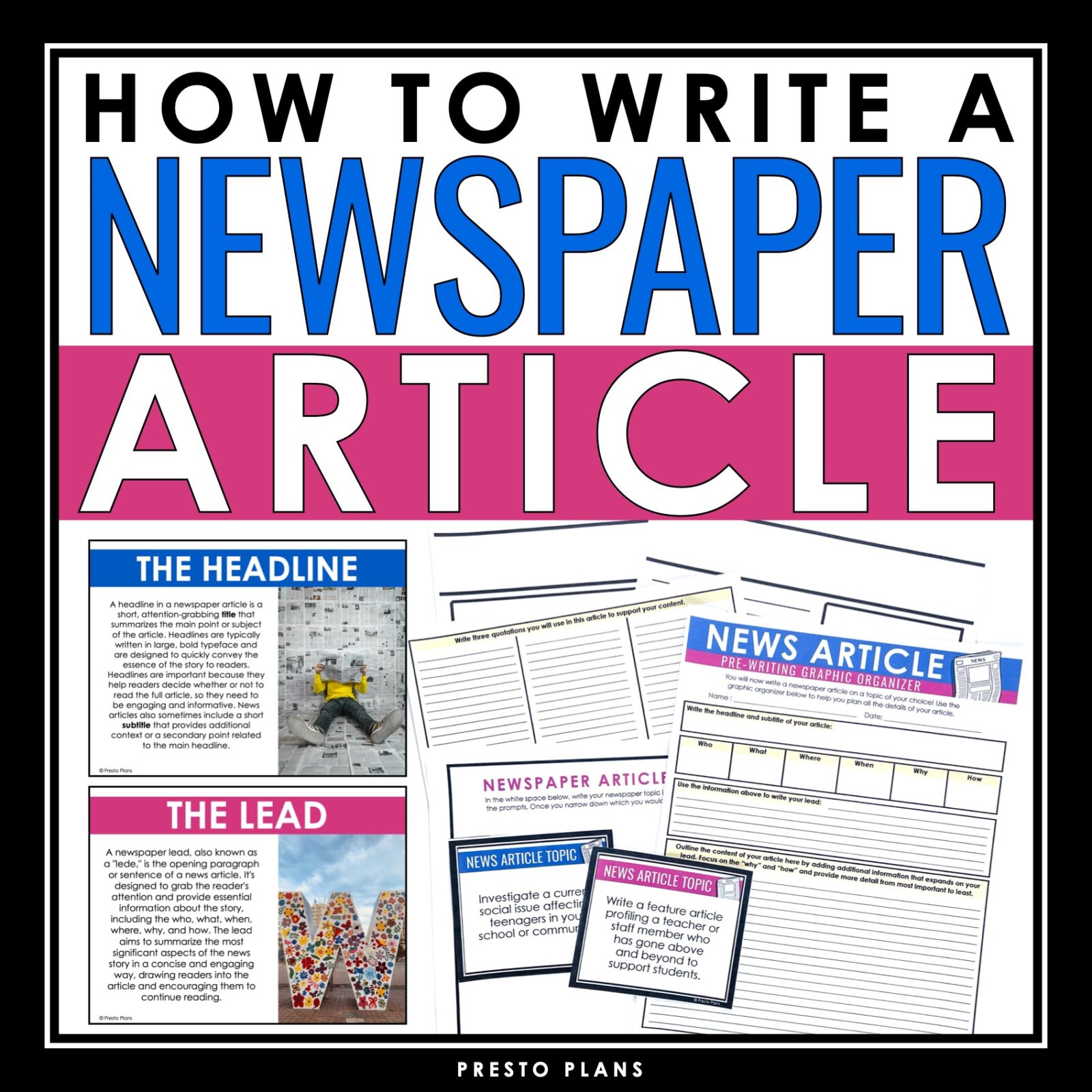 Newspaper Article Writing - Journalism Nonfiction Lesson and Graphic ...