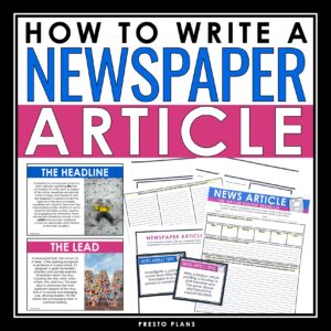 Newspaper Article Writing - Journalism Nonfiction Lesson and Graphic ...
