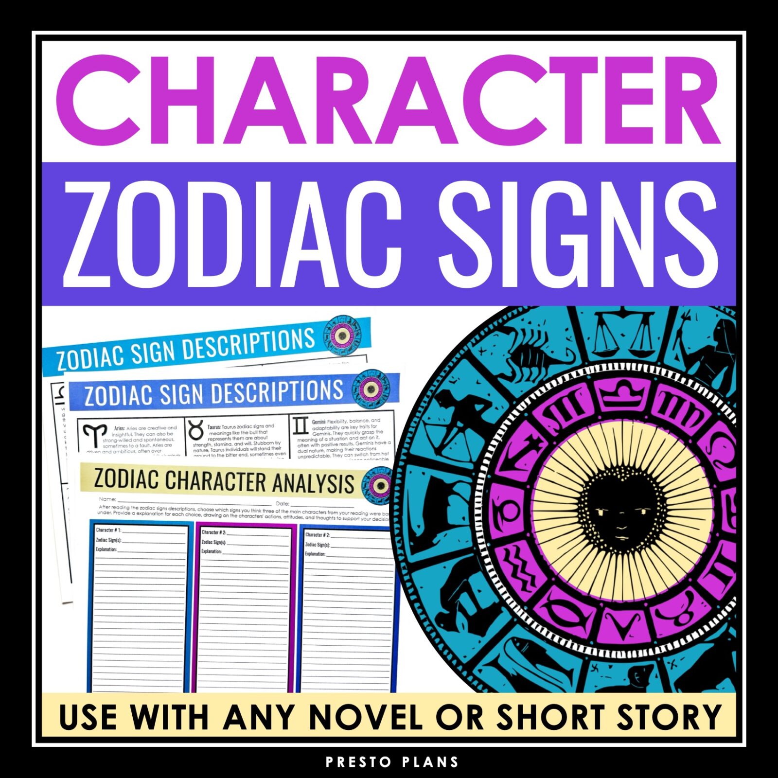 Character Analysis Assignment - Zodiac Horoscopes Activity for ...
