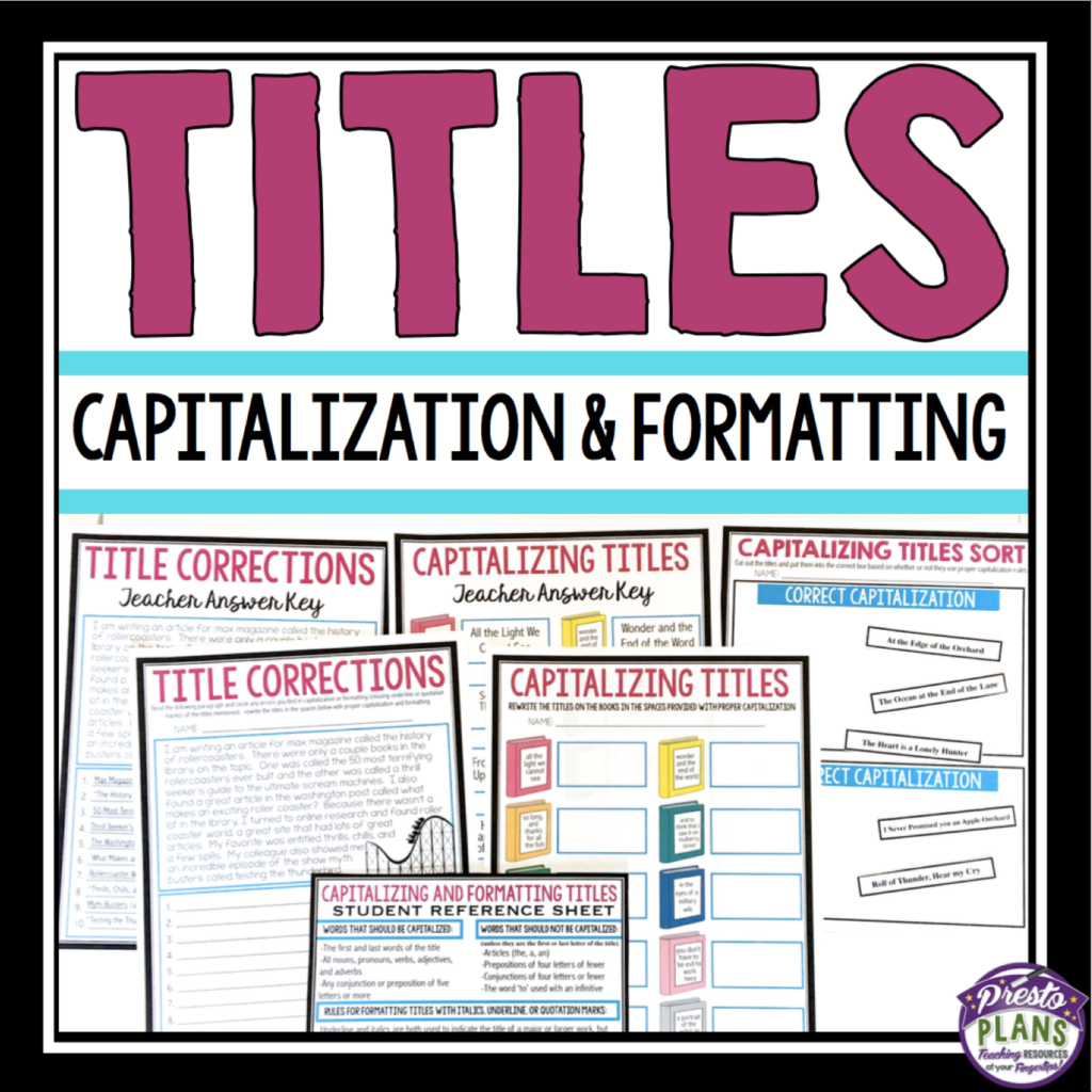 CAPITALIZING TITLES - prestoplanners.com