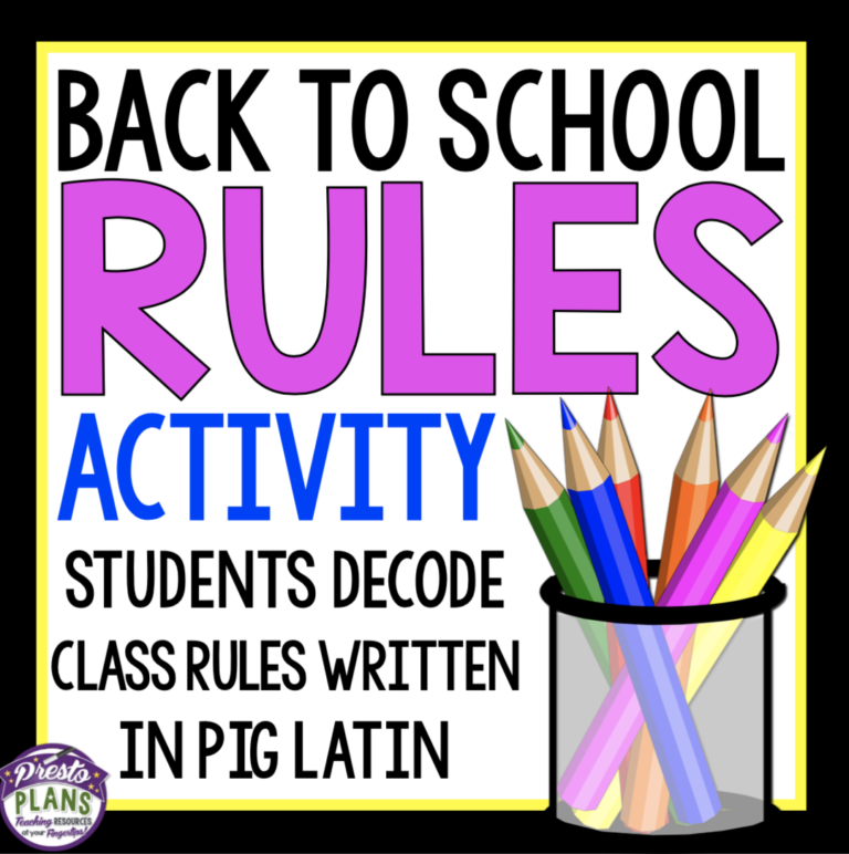 BACK TO SCHOOL CLASSROOM RULES ACTIVITY Prestoplanners
