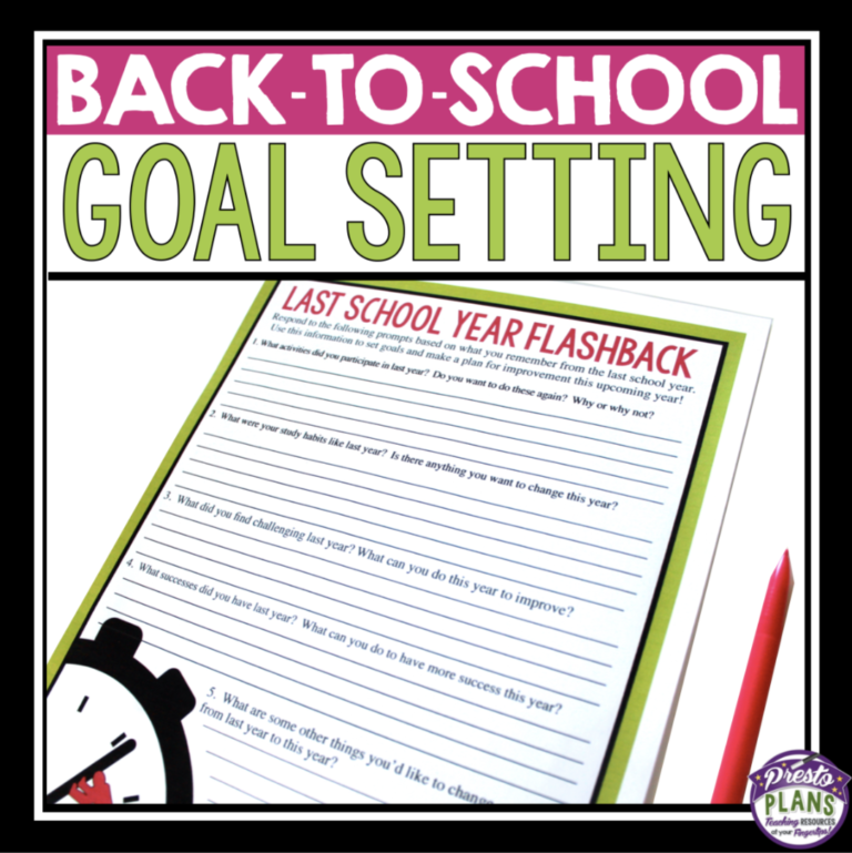 BACK TO SCHOOL GOAL SETTING - prestoplanners.com