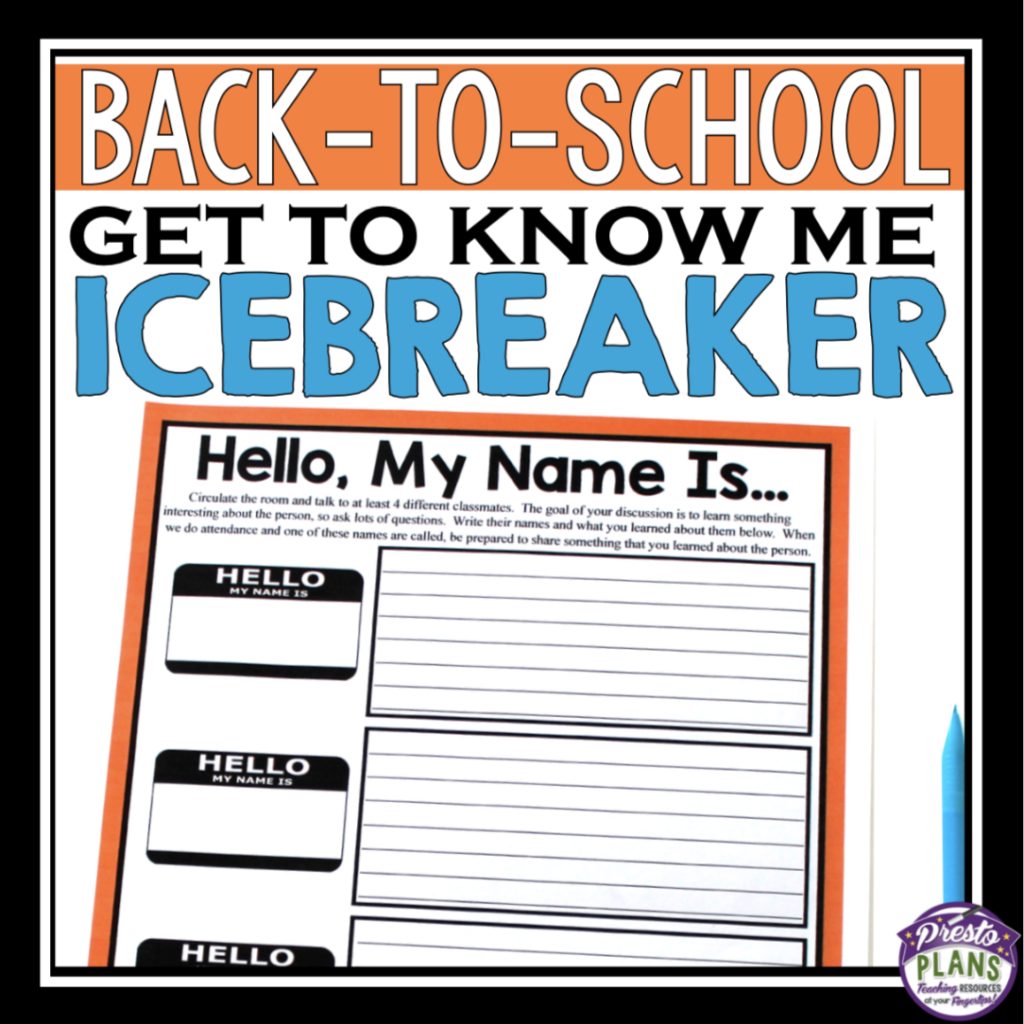 BACK TO SCHOOL ICEBREAKER INTRODUCTIONS - prestoplanners.com