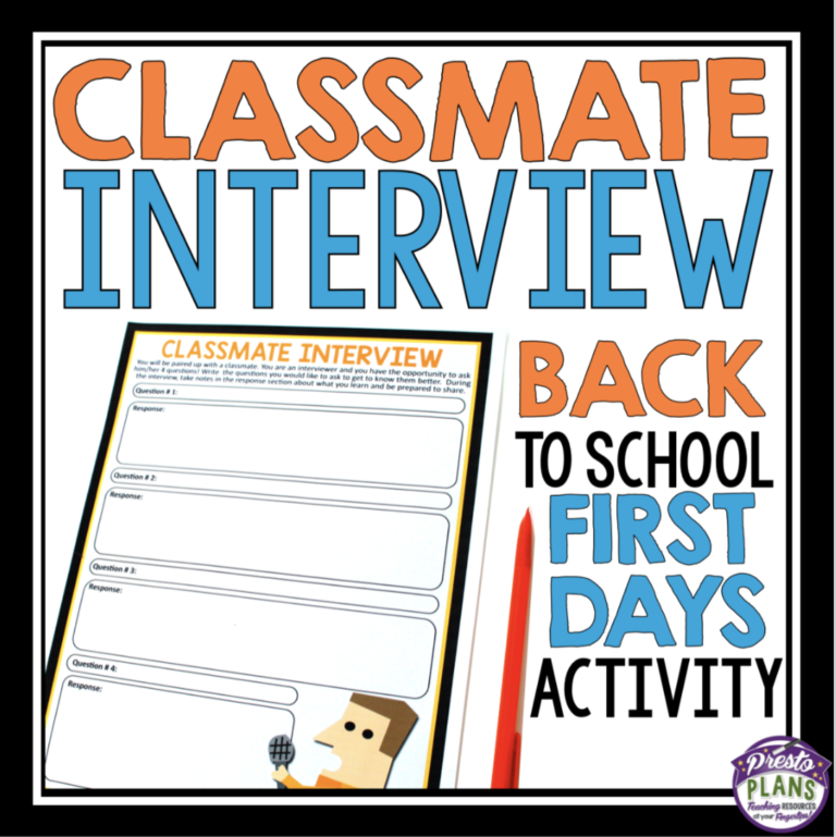 BACK TO SCHOOL CLASSMATE INTERVIEW - prestoplanners.com