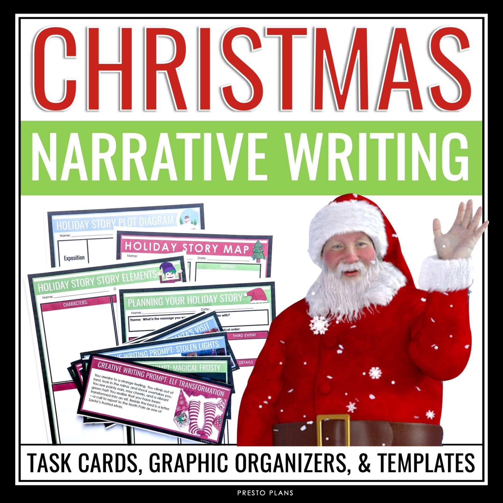 Christmas Writing - Narrative Task Cards, Graphic Organizers, and ...