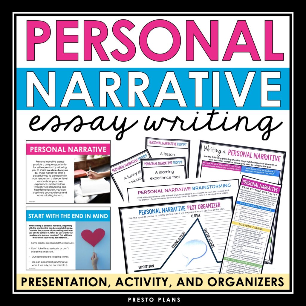 Personal Narrative Essay Writing - Presentation, Graphic Organizers ...