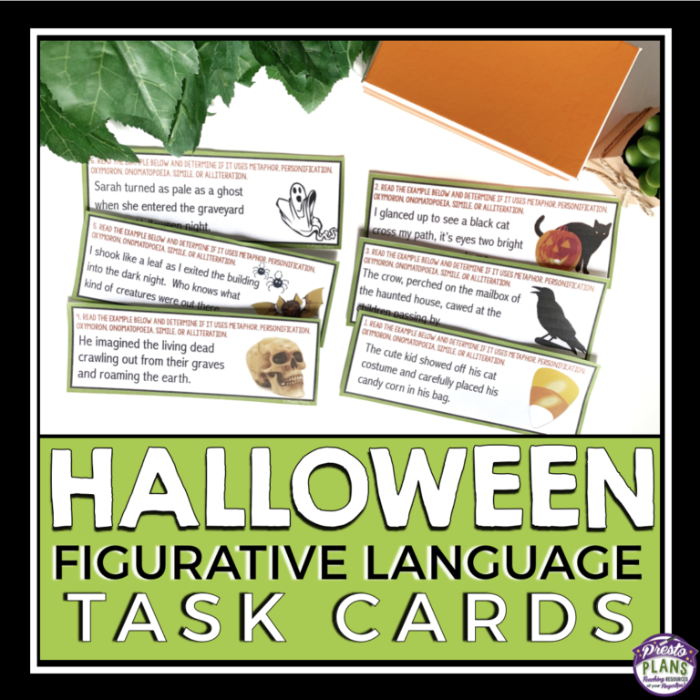 HALLOWEEN FIGURATIVE LANGUAGE TASK CARDS - prestoplanners.com