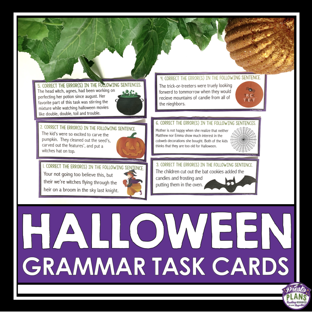 HALLOWEEN GRAMMAR TASK CARDS - prestoplanners.com