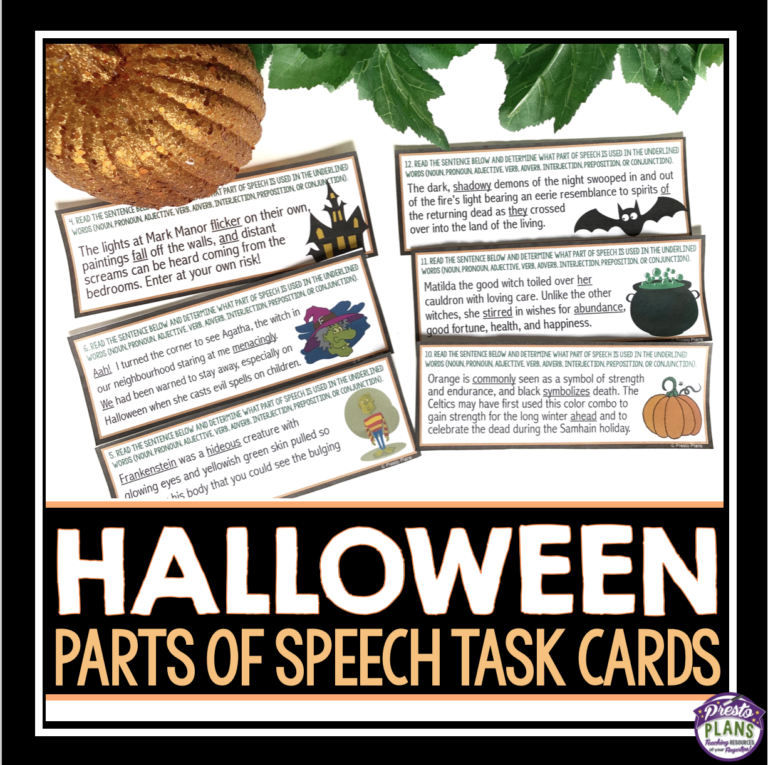 HALLOWEEN PARTS OF SPEECH TASK CARDS - prestoplanners.com