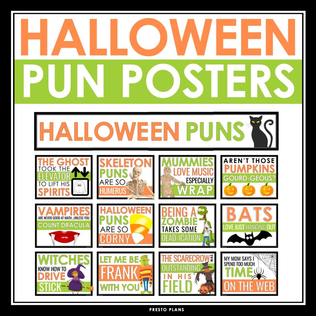 Halloween Pun Posters - Funny Classroom Bulletin Board Decor for ...