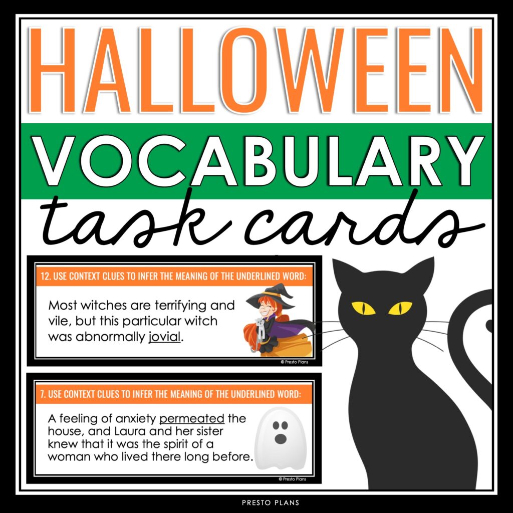Halloween Vocabulary Activity - Using Context Clues Vocabulary Task ...