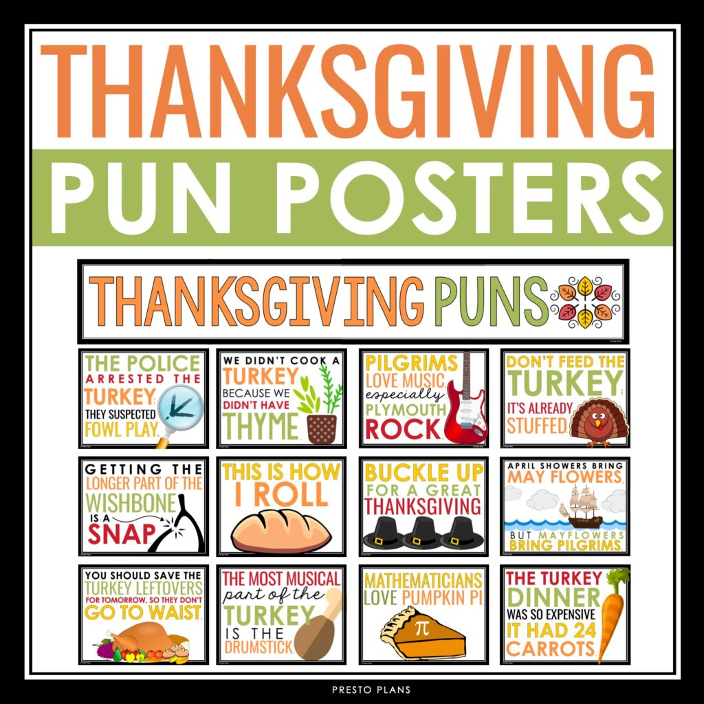 Thanksgiving Pun Posters - Funny Classroom Bulletin Board Decor for ...