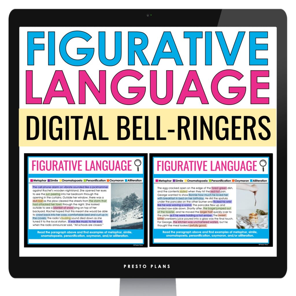 Figurative Language Bell Ringers and Tasks - Literary Devices Digital ...