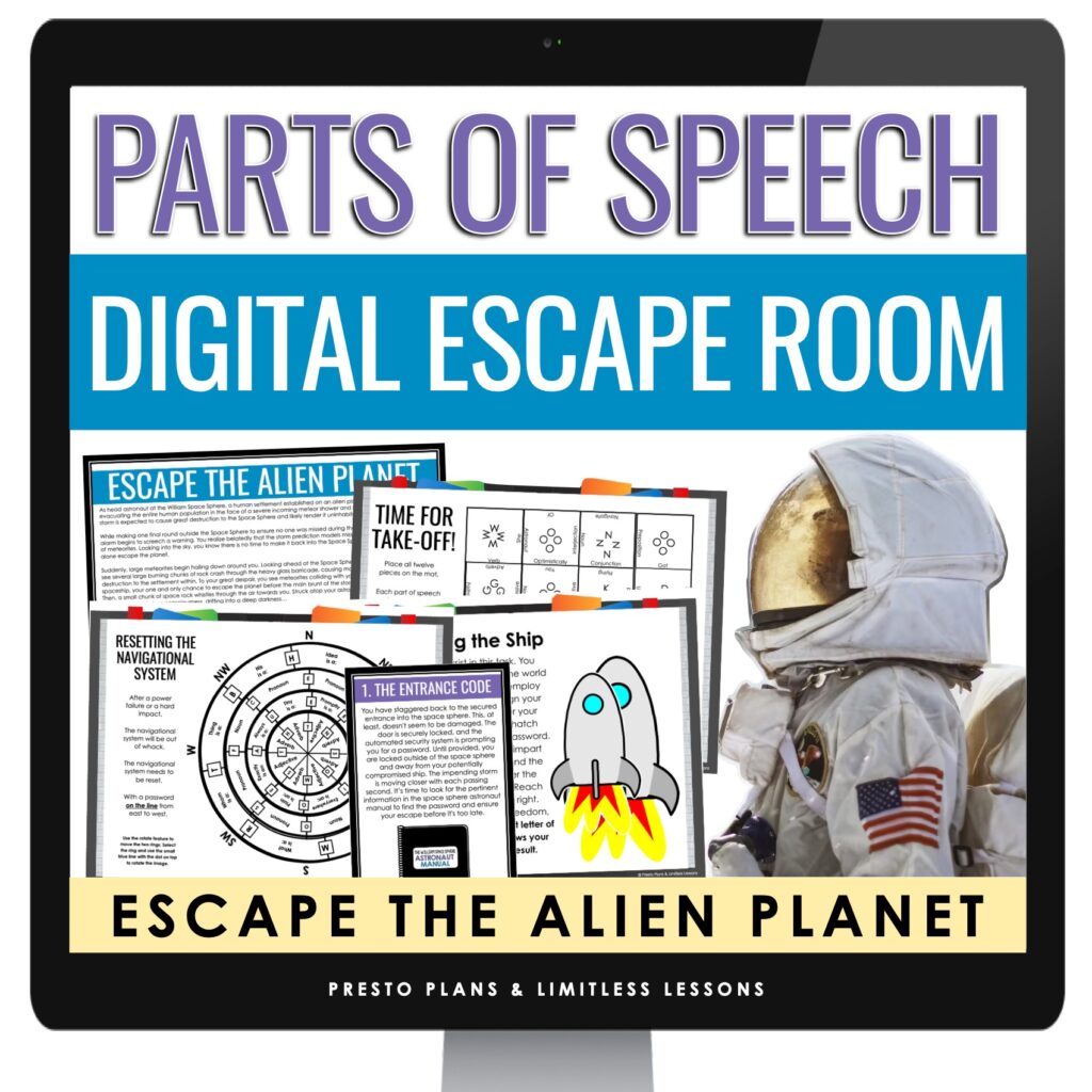 Parts of Speech Escape Room Bell Ringers - Digital Classroom Grammar ...
