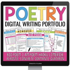Poetry Writing Unit Haiku, Acrostic, Limerick, Concrete, and More ...