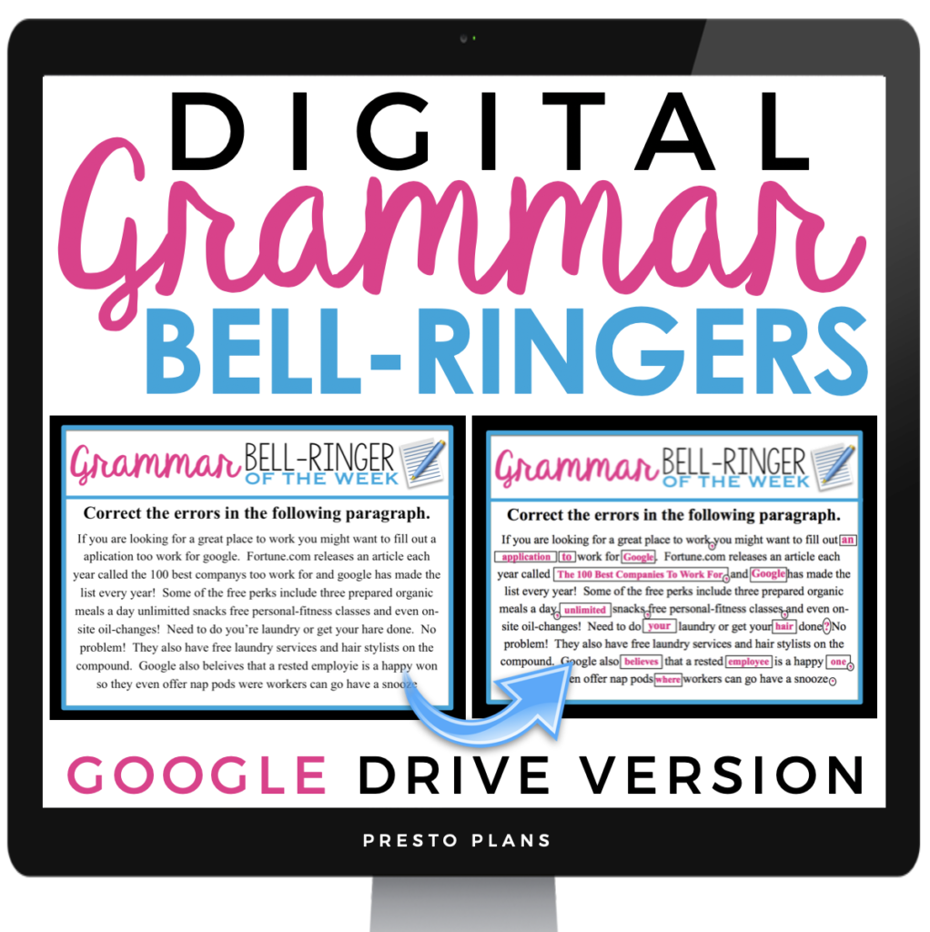 DIGITAL GRAMMAR BELL RINGERS - prestoplanners.com