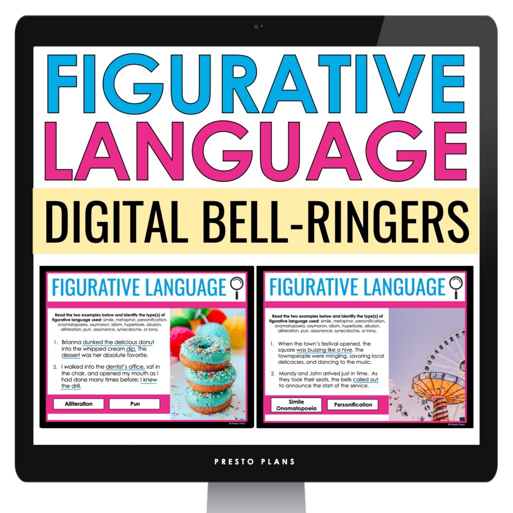 Figurative Language Digital Bell Ringers and Task Cards - Literary ...