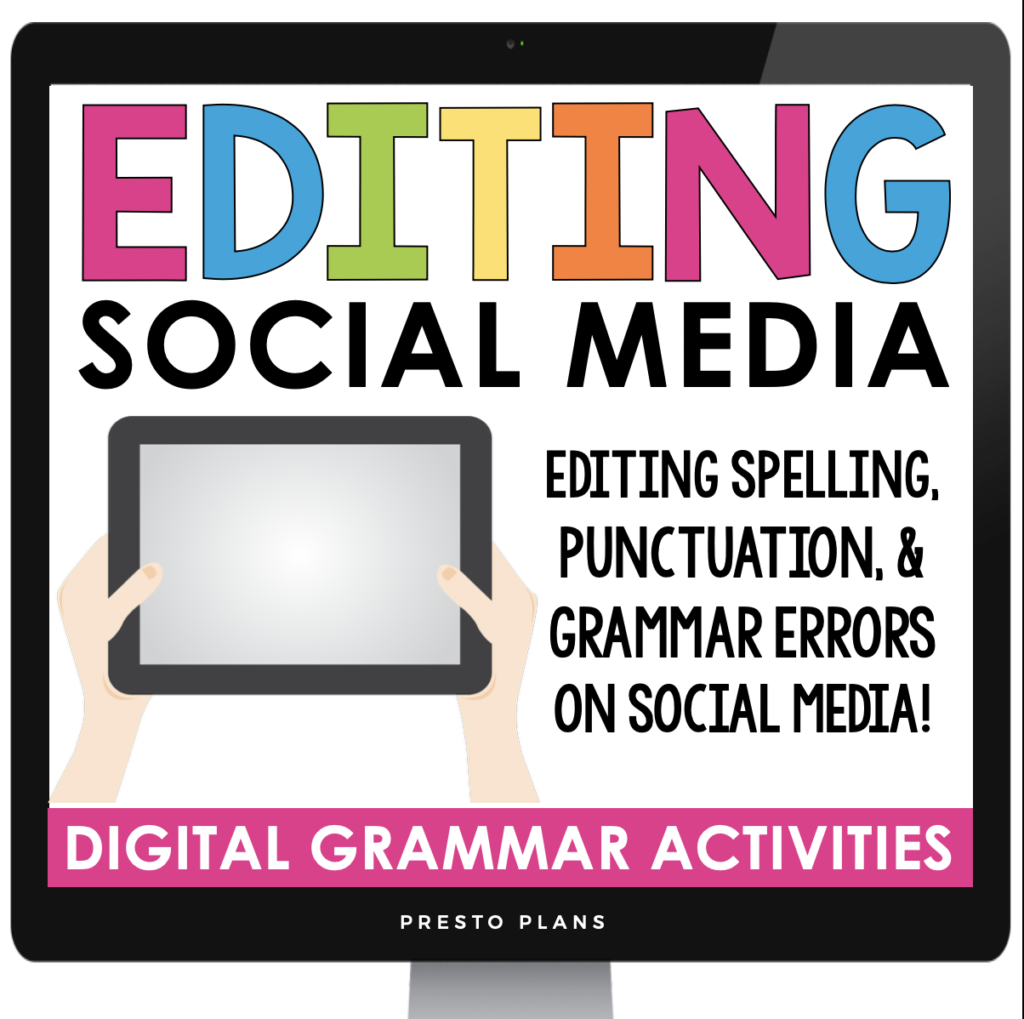 DIGITAL GRAMMAR SOCIAL MEDIA BELL-RINGERS AND TASK CARDS ...