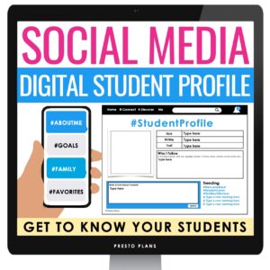 Back to School Student Profile - Digital First Day Questions - Social ...