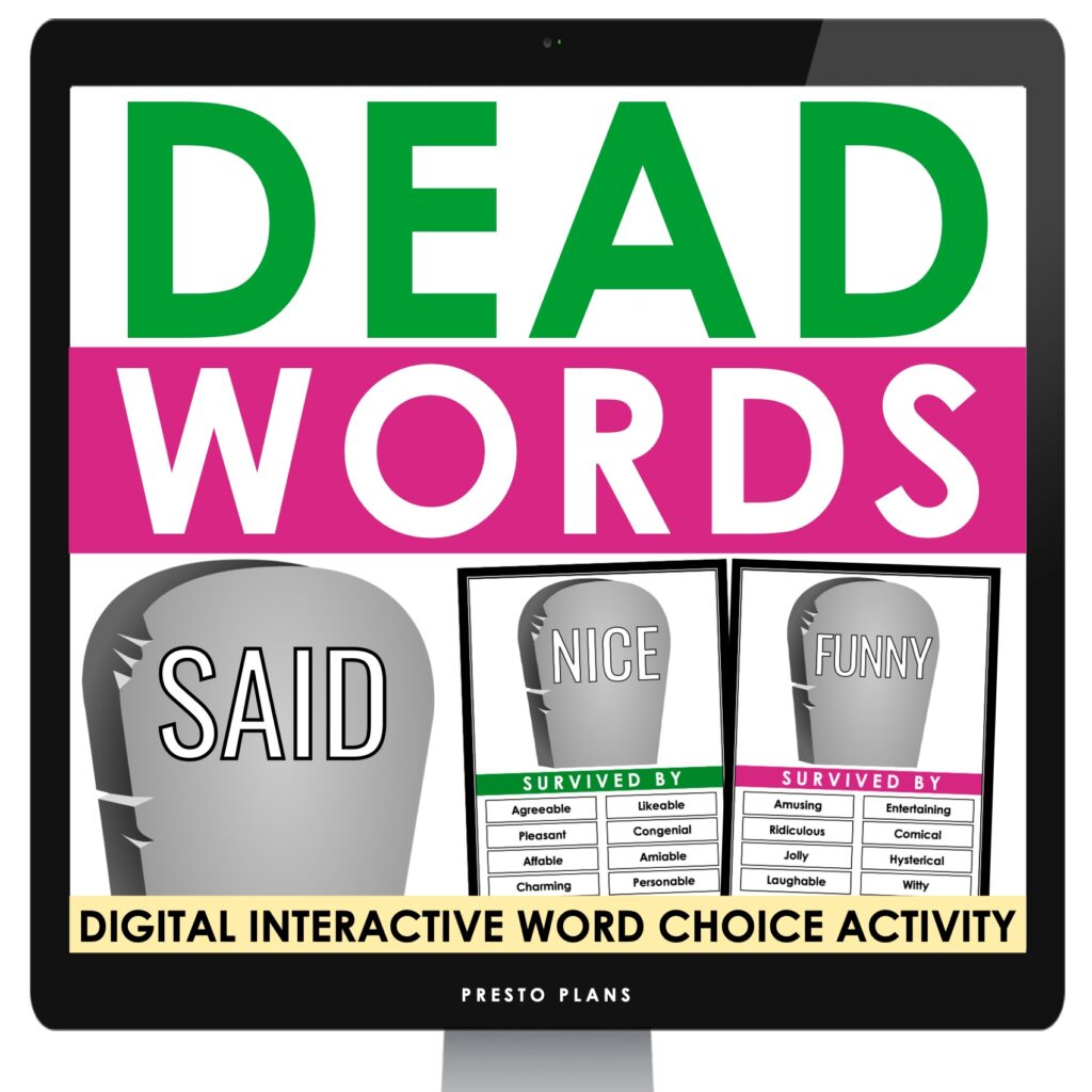 Word Choice Activity - Dead Word of The Week Vocabulary Digital ...