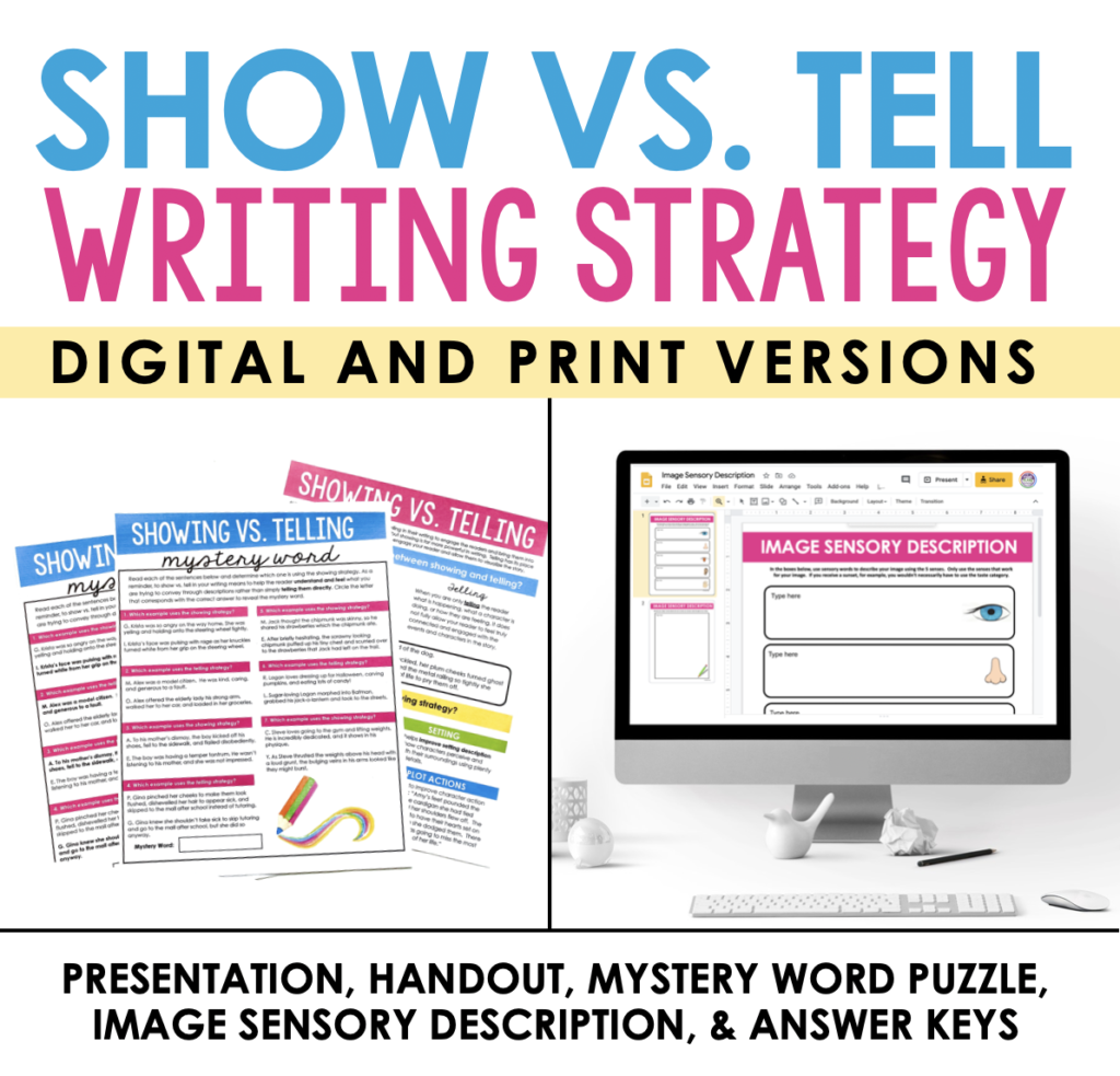 SHOWING VS. TELLING WRITING STRATEGY DIGITAL PRINT BUNDLE ...