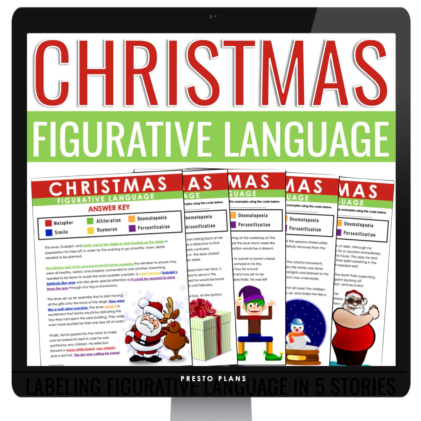 Christmas Figurative Language Assignments - Literary Devices Digital ...