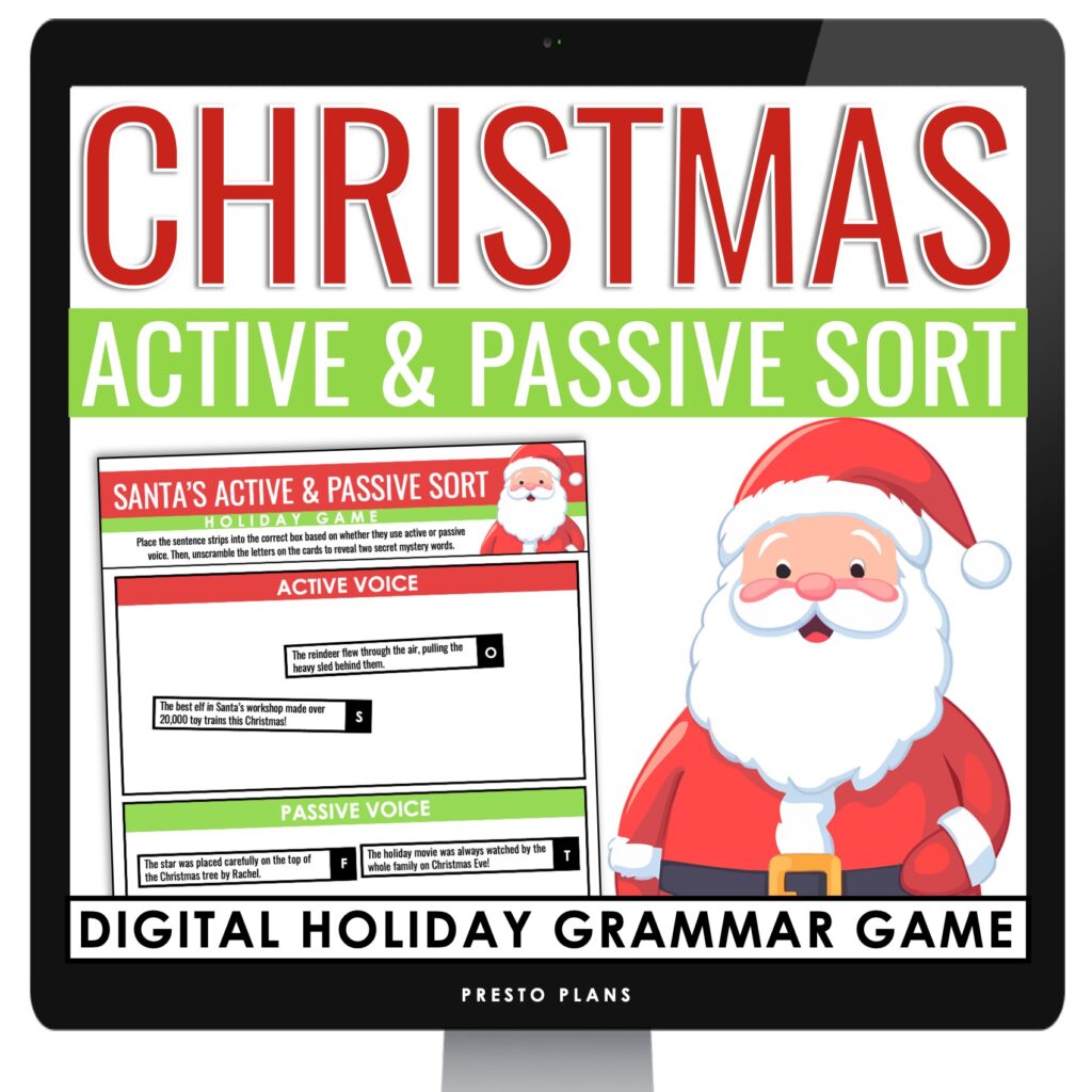 Christmas Grammar Activity - Active and Passive Voice Interactive ...
