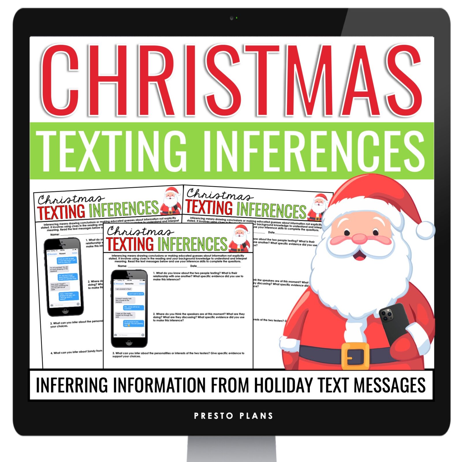 Christmas Inference Activities - Making Inferences in Texts Assignments ...