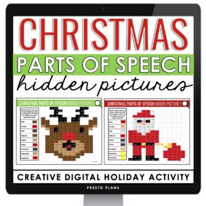 Christmas Parts of Speech Digital Activity - Color Code Hidden Mystery ...