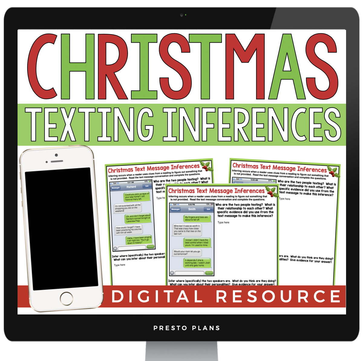 CHRISTMAS DIGITAL INFERENCE ACTIVITY: TEXT MESSAGE - prestoplanners.com