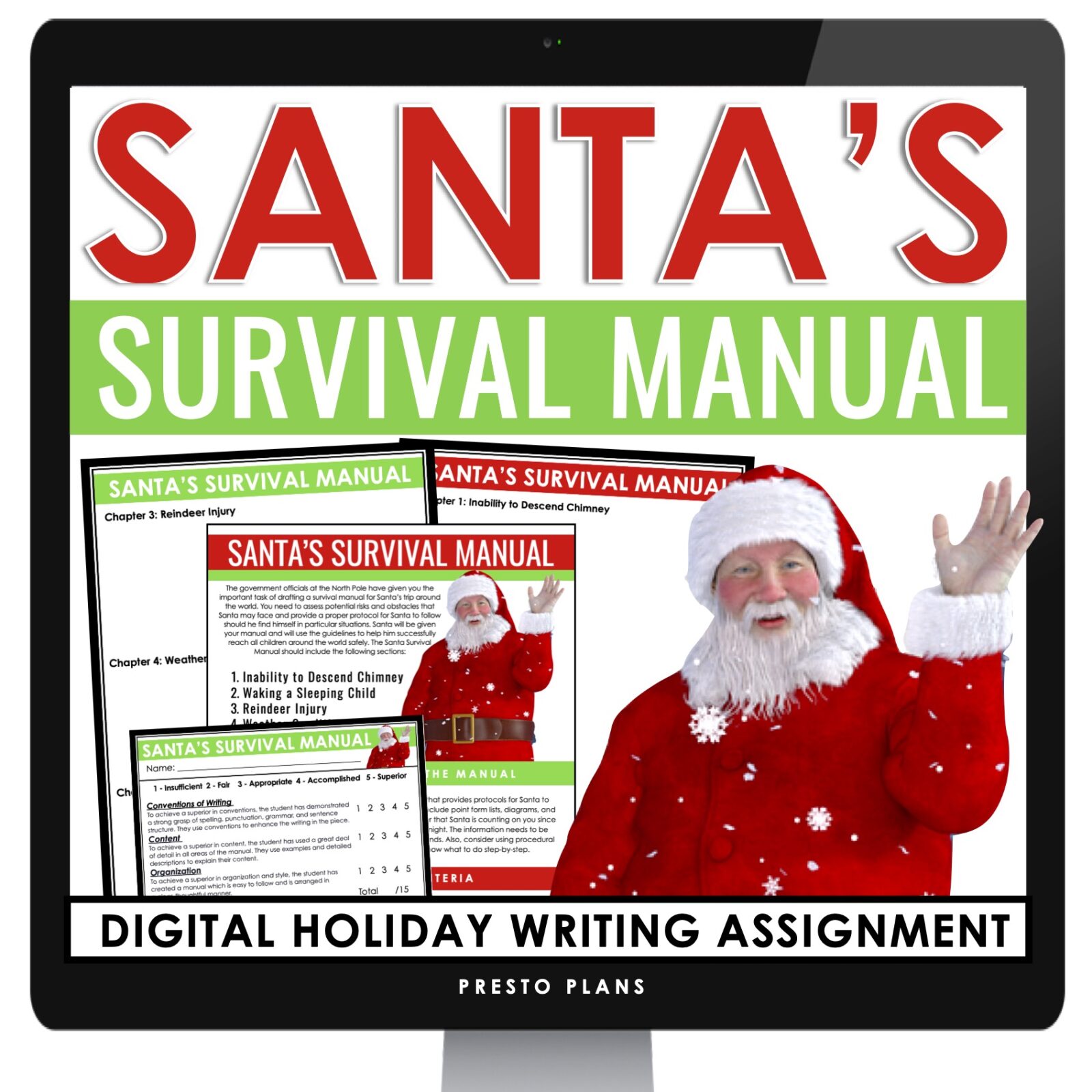 Christmas Writing Assignment - Santa Survival Manual Digital Writing ...