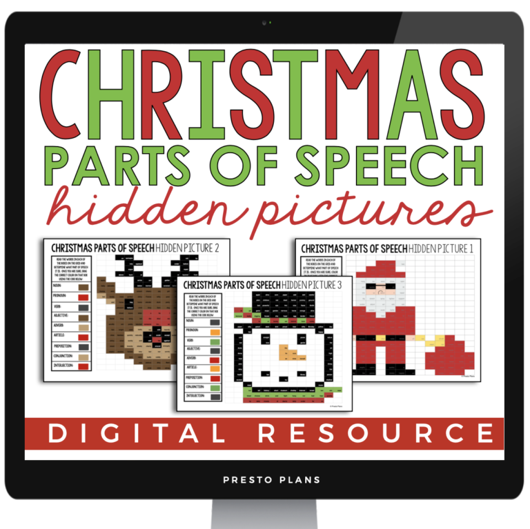 DIGITAL CHRISTMAS PARTS OF SPEECH: HIDDEN MYSTERY PICTURES ...