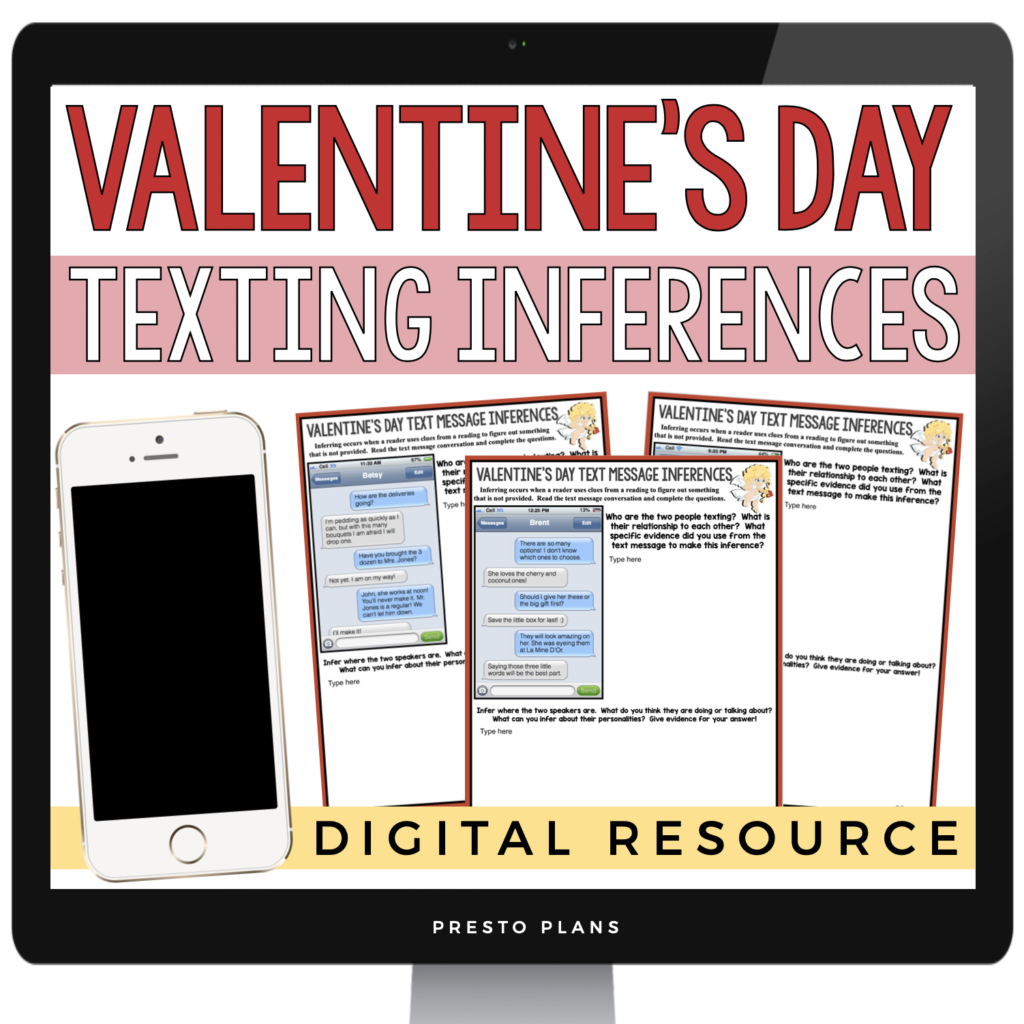 DIGITAL VALENTINE'S DAY INFERENCE ACTIVITY: Text Messages ...