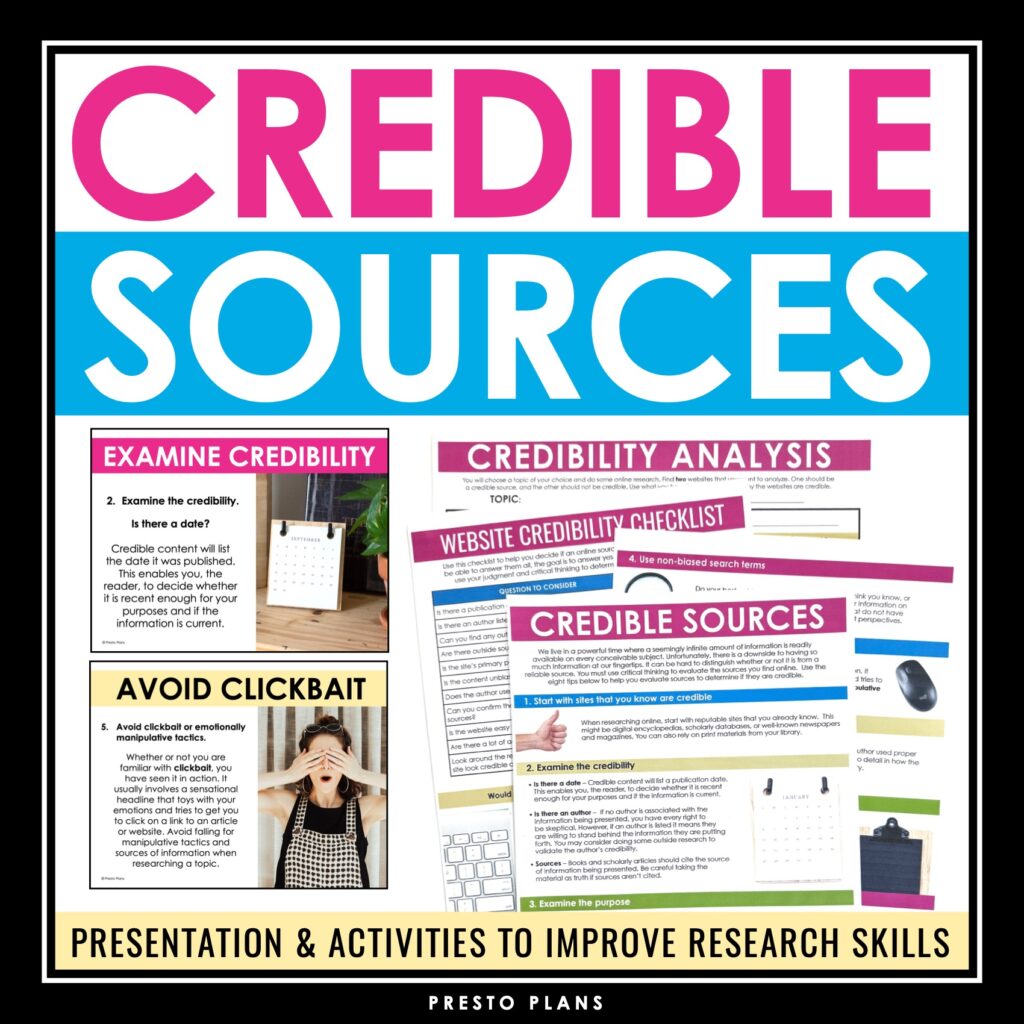Credible Sources Media Literacy Online Research Presentation and ...