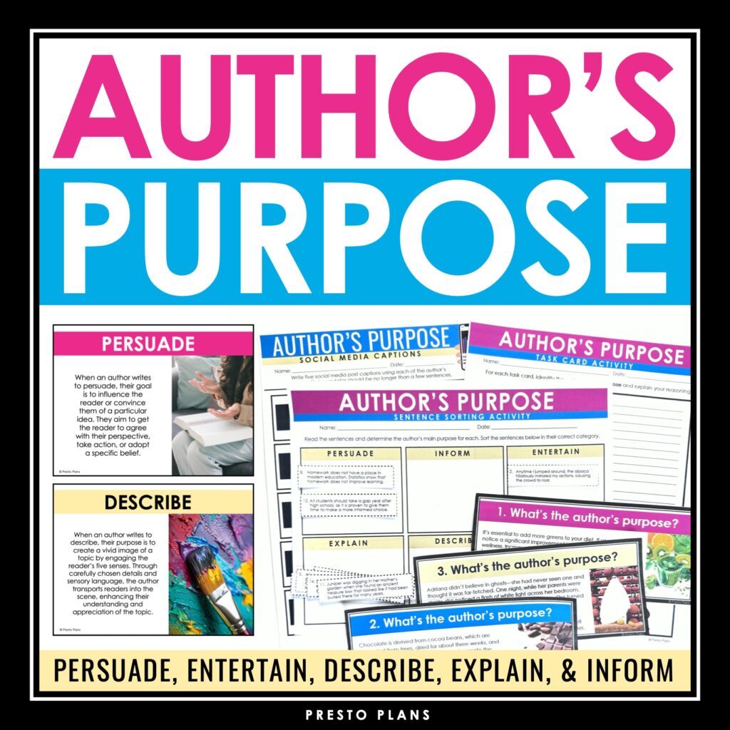 Author's Purpose Lesson - Presentation & Assignments for Author's Point ...