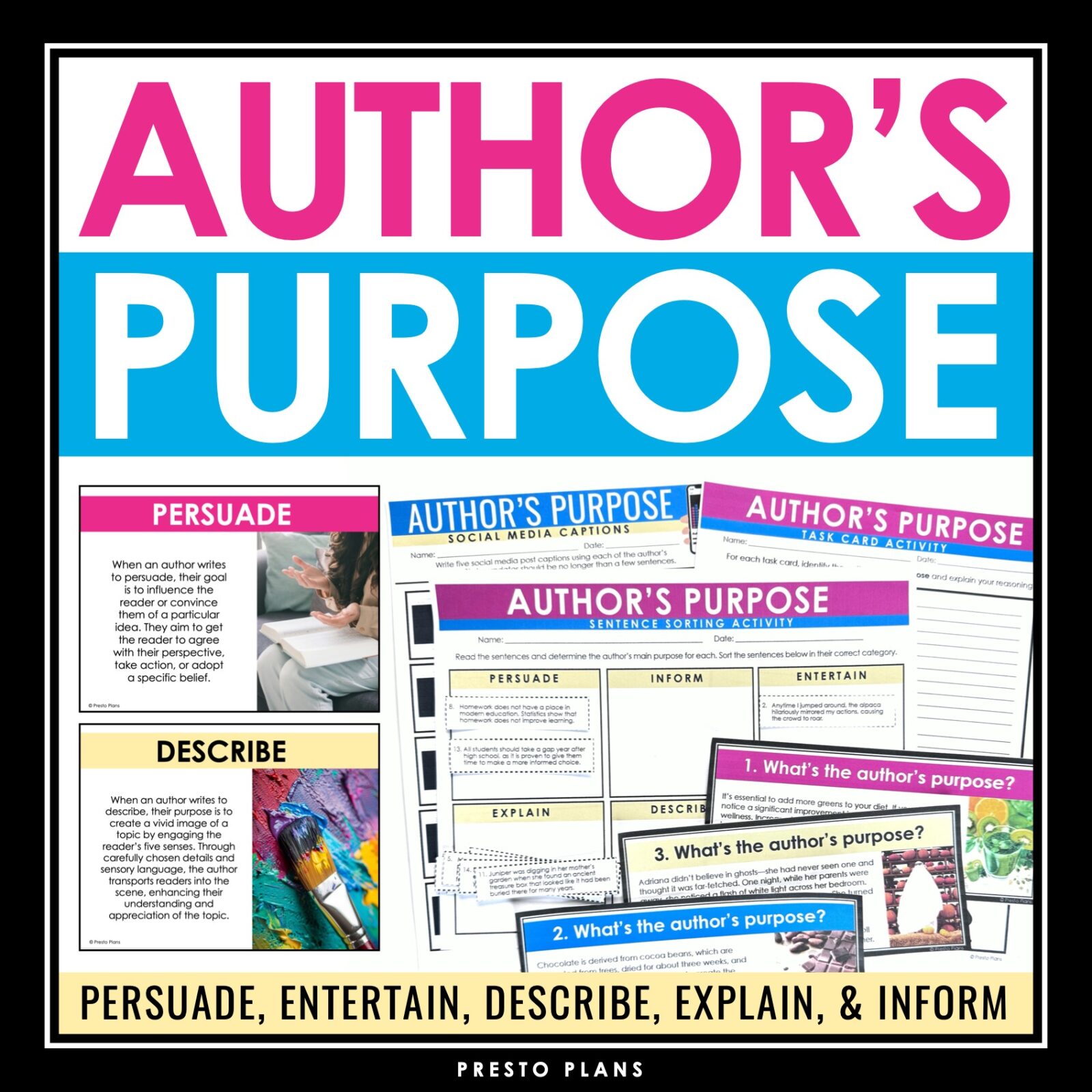 Author's Purpose Lesson - Presentation & Assignments for Author's Point ...