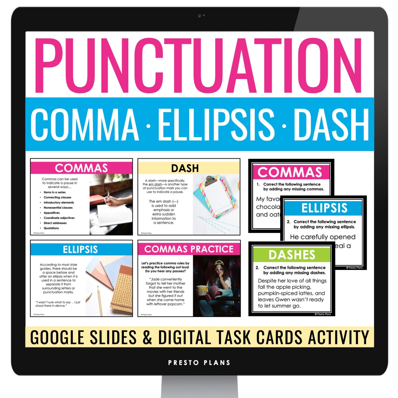 Comma, Ellipsis, & Dash Punctuation - Digital Grammar Lesson ...