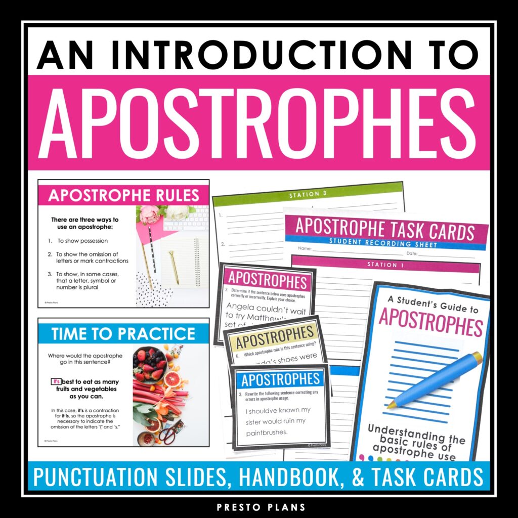 Apostrophes Grammar Rules Punctuation Lesson - Presentation ...