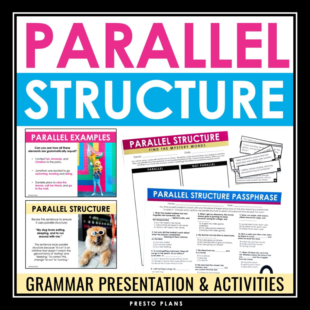 Parallel Structure Grammar Presentation Lesson, Activities, and ...