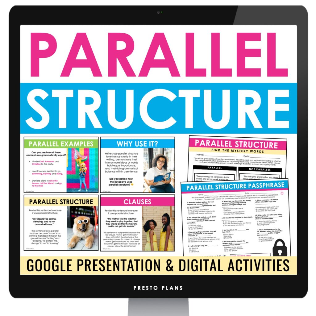 Parallel Structure Grammar Digital Lesson, Slides, Activities, and ...