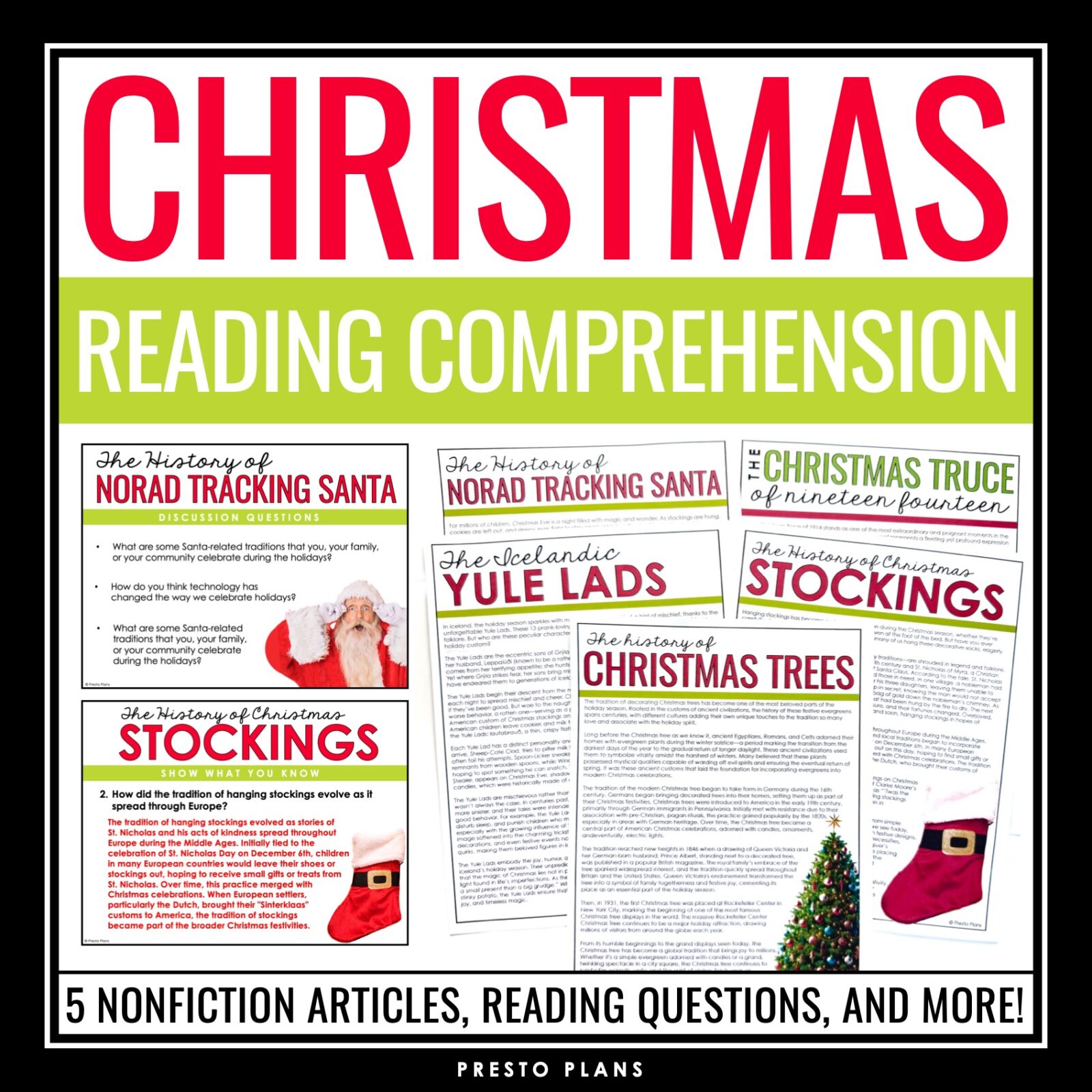 Christmas Reading Comprehension - Nonfiction Articles, Assignments, and ...