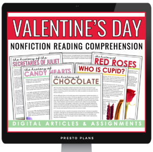 Valentine's Day Nonfiction Reading Comprehension - Digital Assignments ...