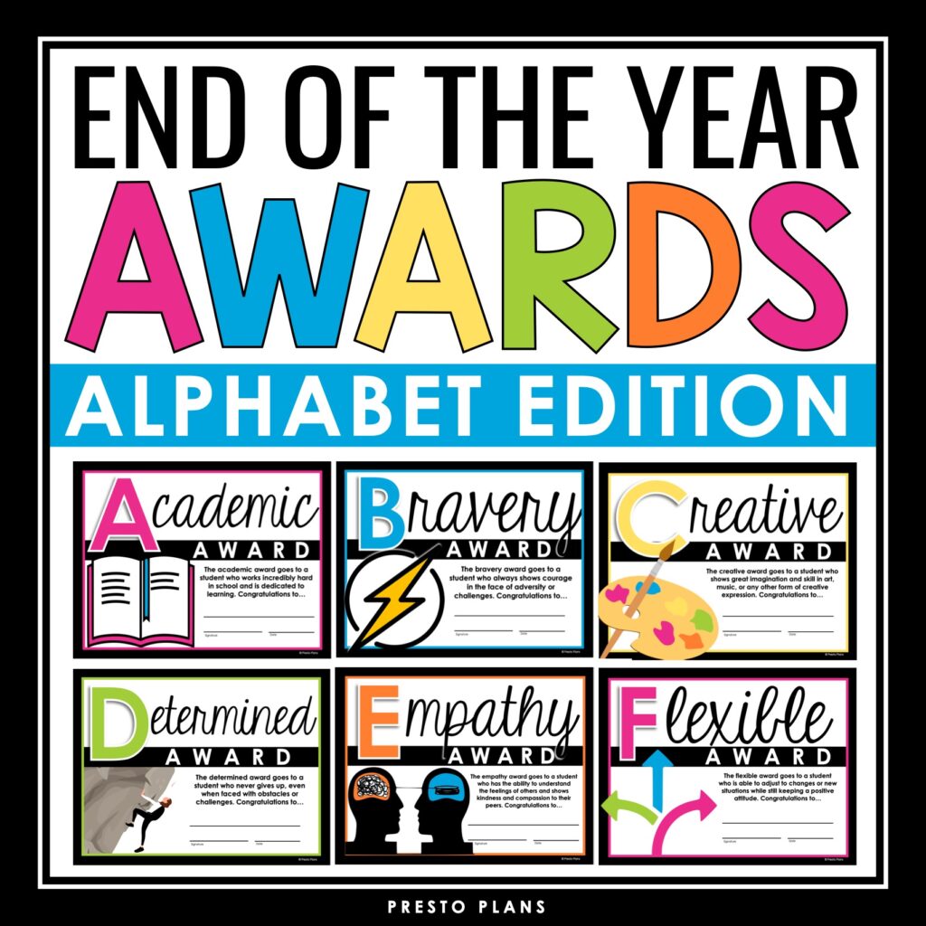 End of the Year Awards - Alphabet Edition ABC Student Awards ...
